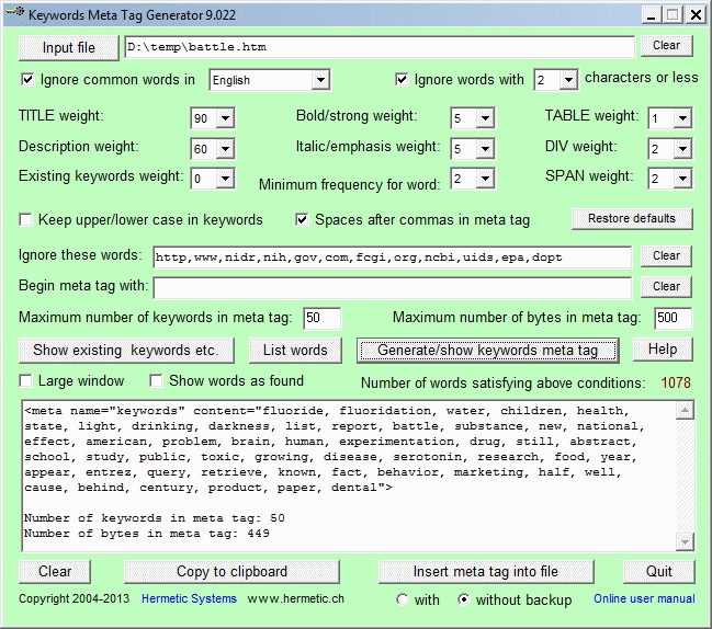 Keywords Meta Tag Generator Standaloneinstaller